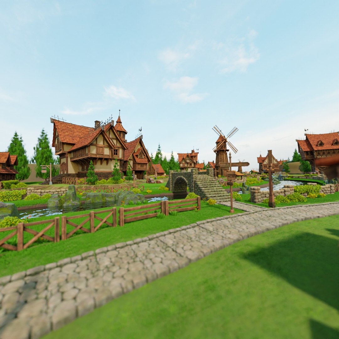 STYLIZED MEDIEVAL BUILDING ENVIRONMENT SCENE WITH ALL THE ASSET 3D ...