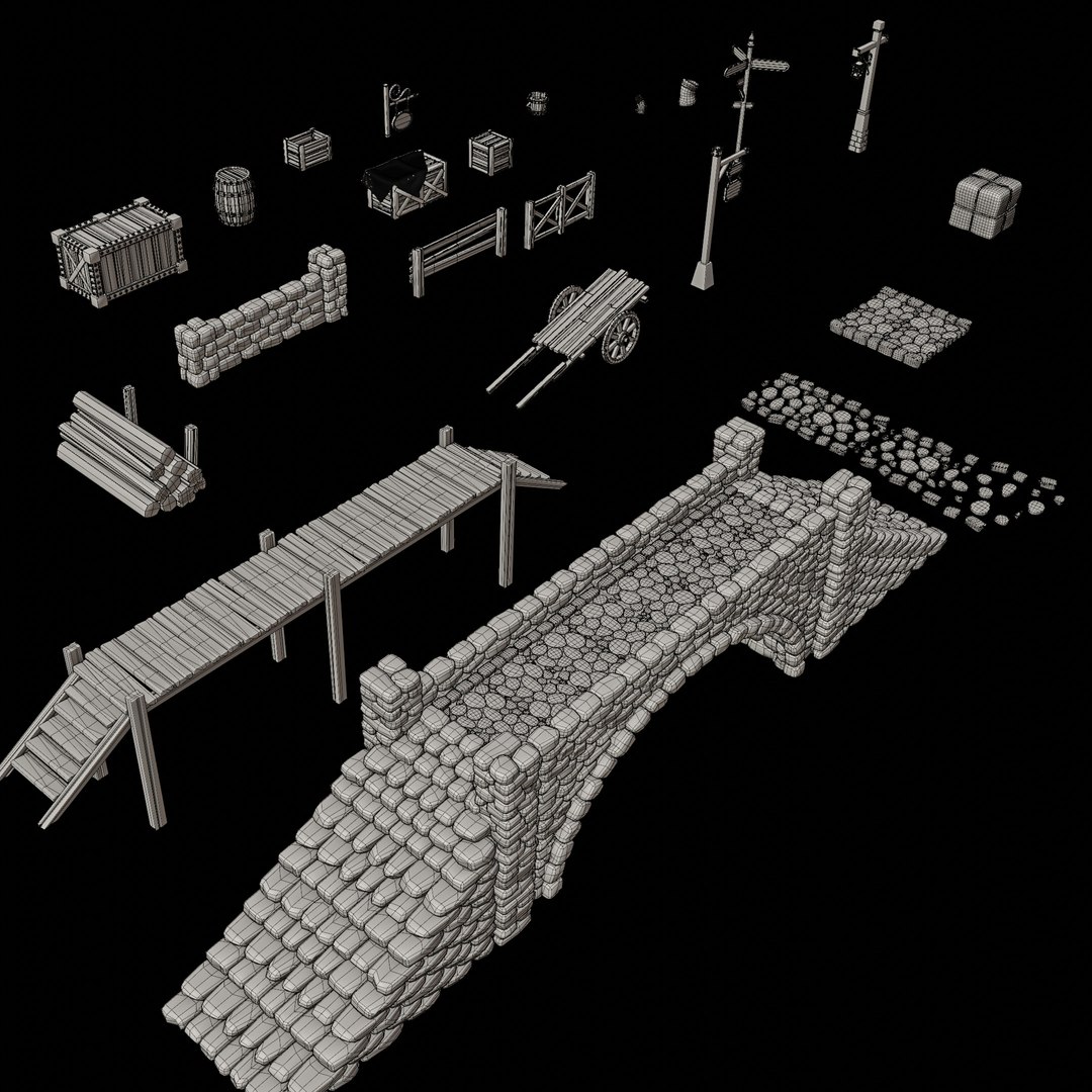 STYLIZED MEDIEVAL BUILDING ENVIRONMENT SCENE WITH ALL THE ASSET 3D ...