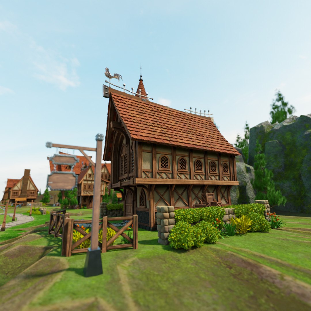 STYLIZED MEDIEVAL BUILDING ENVIRONMENT SCENE WITH ALL THE ASSET 3D ...