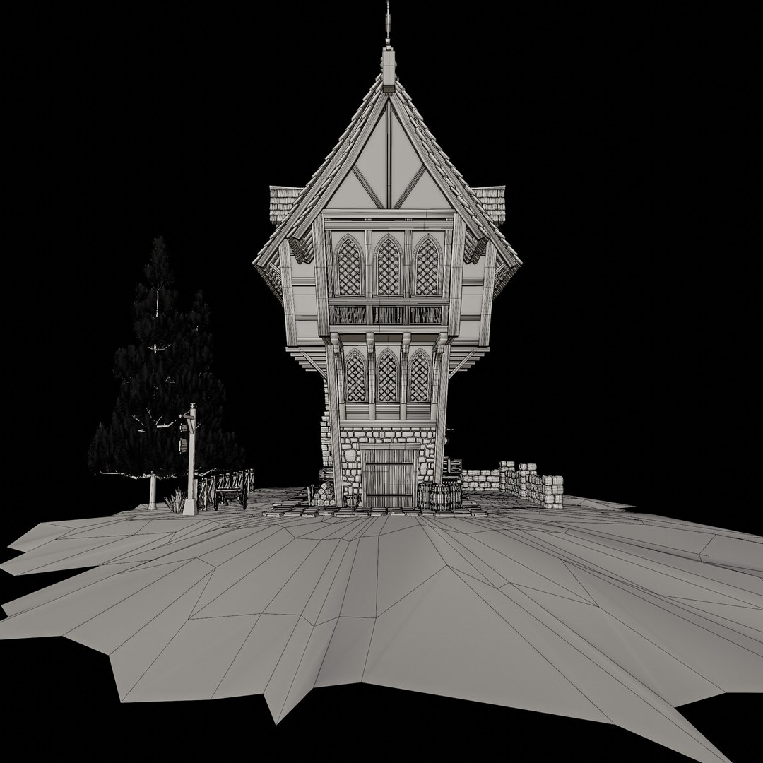 STYLIZED MEDIEVAL BUILDING ENVIRONMENT SCENE WITH ALL THE ASSET 3D ...