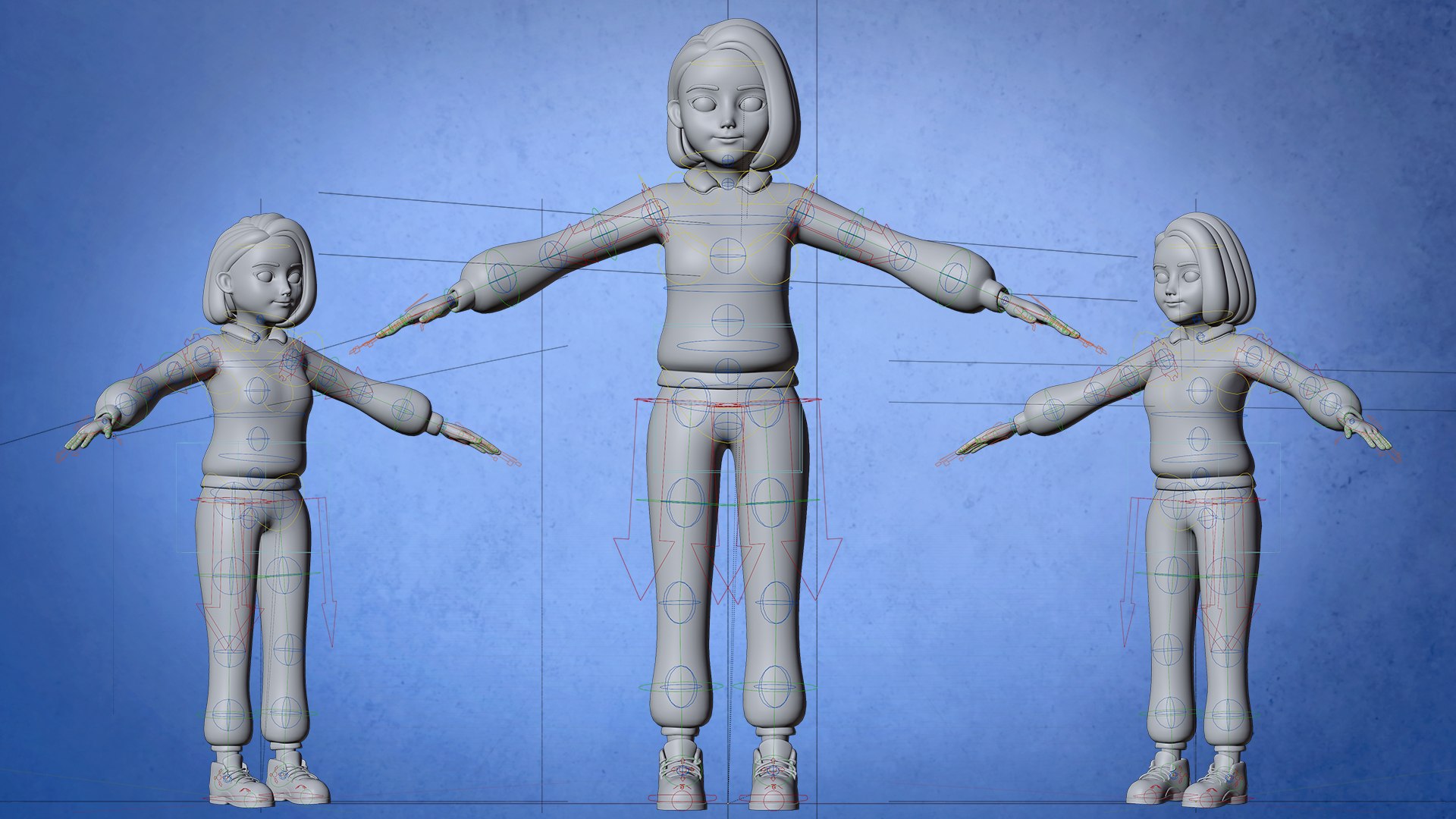 3D Cartoon Character - Woman With Blue Cloths 3D Model - TurboSquid 2077918