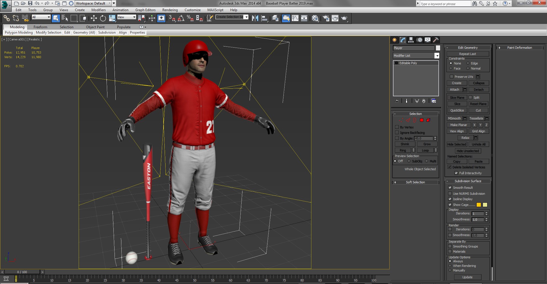 Baseball player bat ball 3D model - TurboSquid 1462844