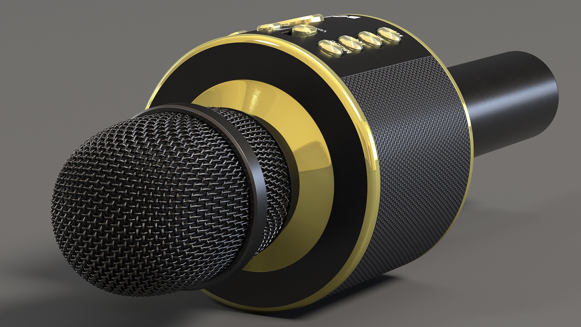 Bluetooth Karaoke Bonaok Microphone Black and Gold 3D model ...