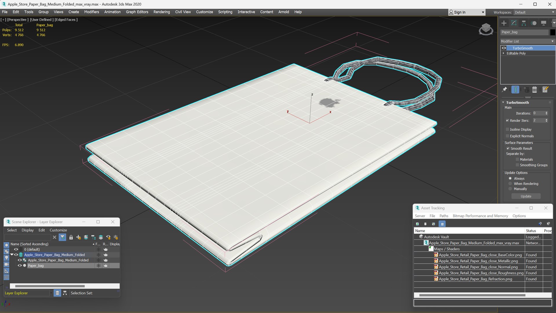 Apple Store Paper Bag Medium Folded 3D Model - TurboSquid 2373186