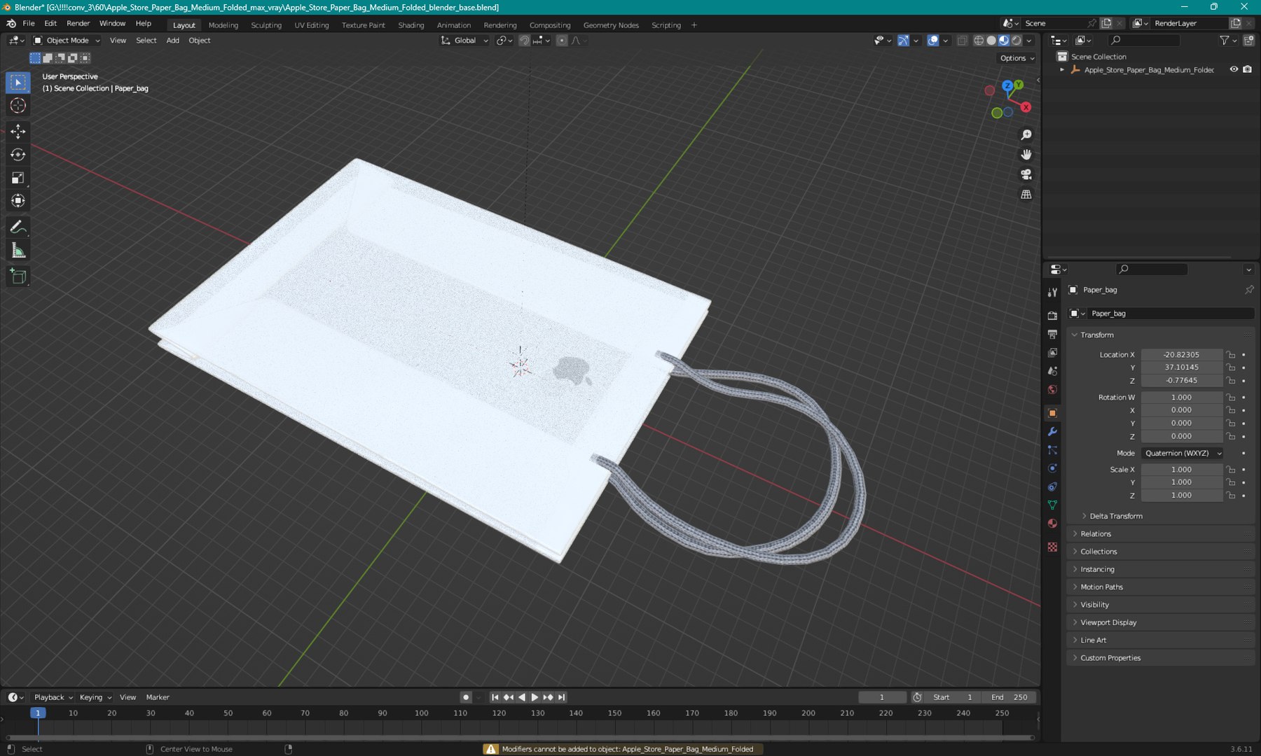 Apple Store Paper Bag Medium Folded 3D Model - TurboSquid 2373186