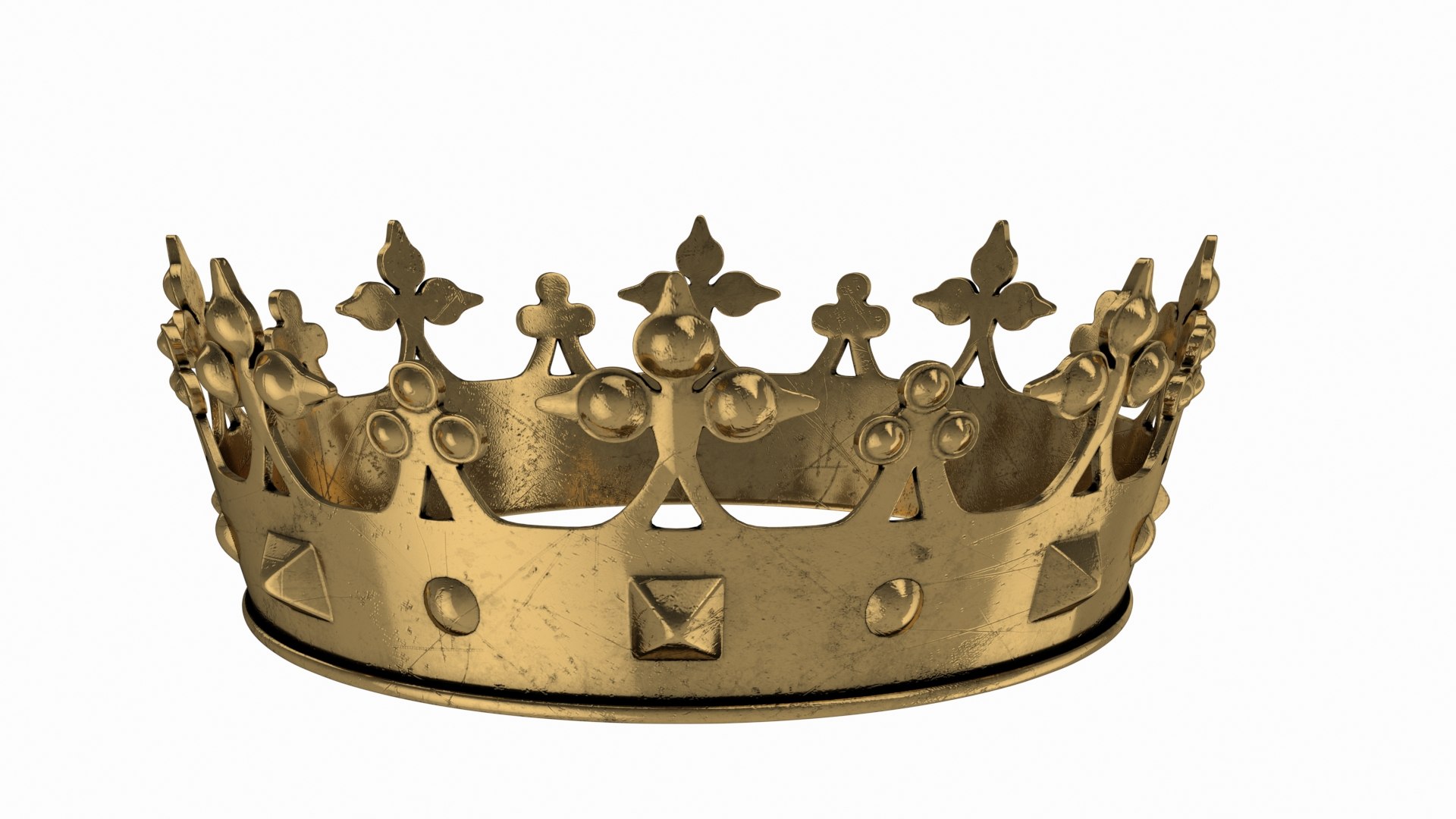 3D Golden Scratched Crown model - TurboSquid 1906675