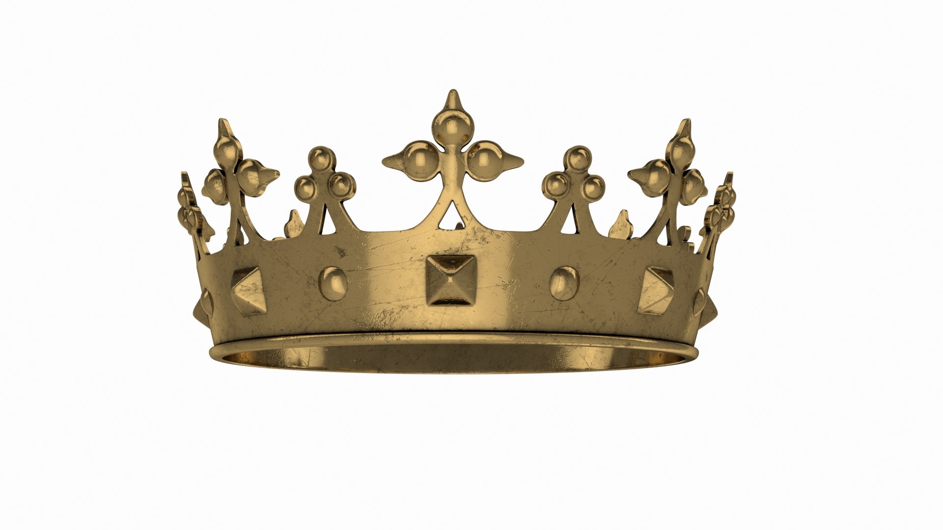 3D Golden Scratched Crown model - TurboSquid 1906675