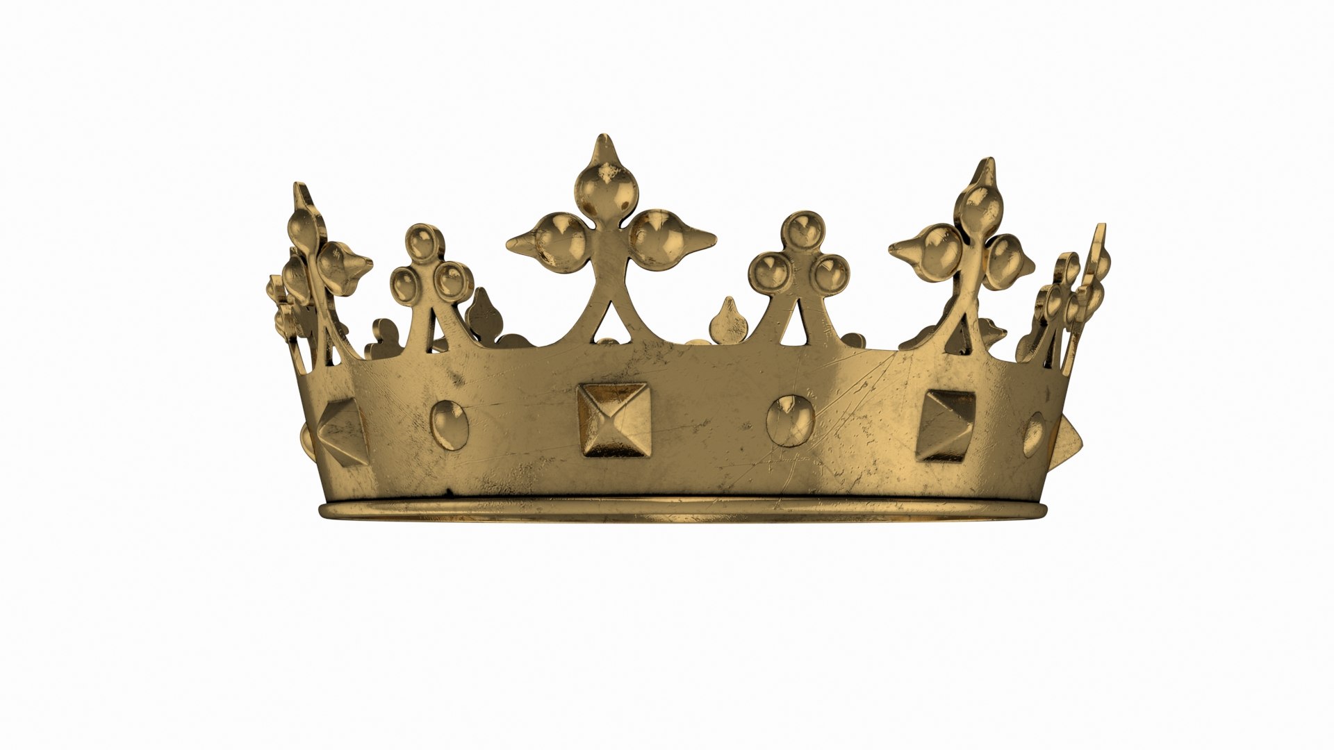 3D Golden Scratched Crown model - TurboSquid 1906675