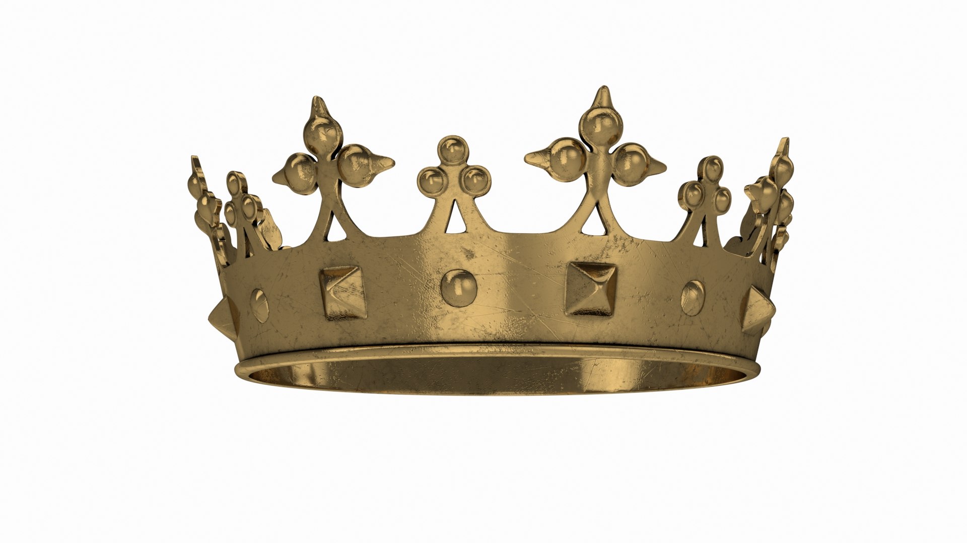 3D Golden Scratched Crown model - TurboSquid 1906675