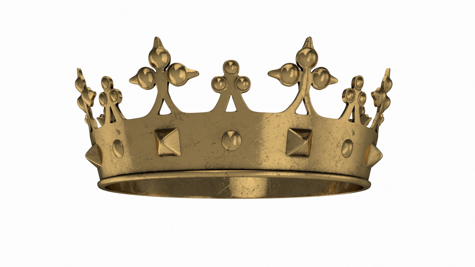 3D Golden Scratched Crown model - TurboSquid 1906675