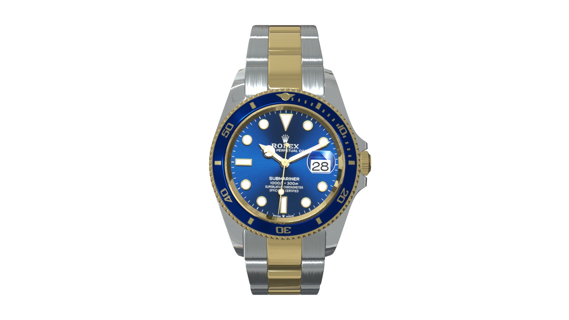 3D Rolex Submariner Date Oystersteel and yellow gold - Blue Dial model ...