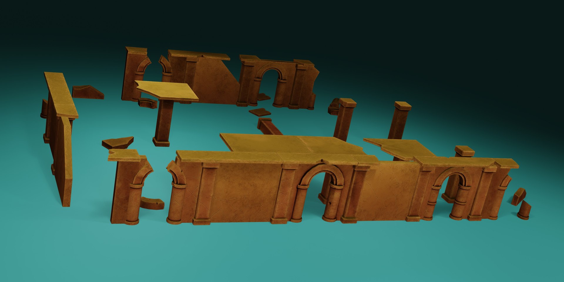 3D Modular Stylized Ruin - TurboSquid 2279650