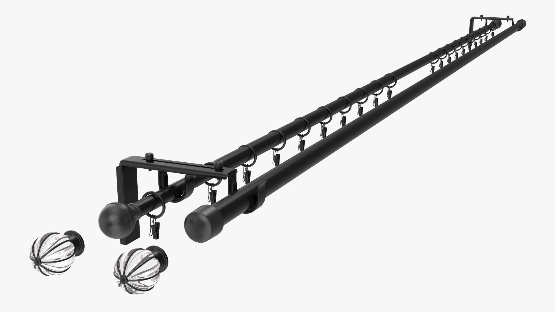 3D Black Curtain Rods - TurboSquid 2011388