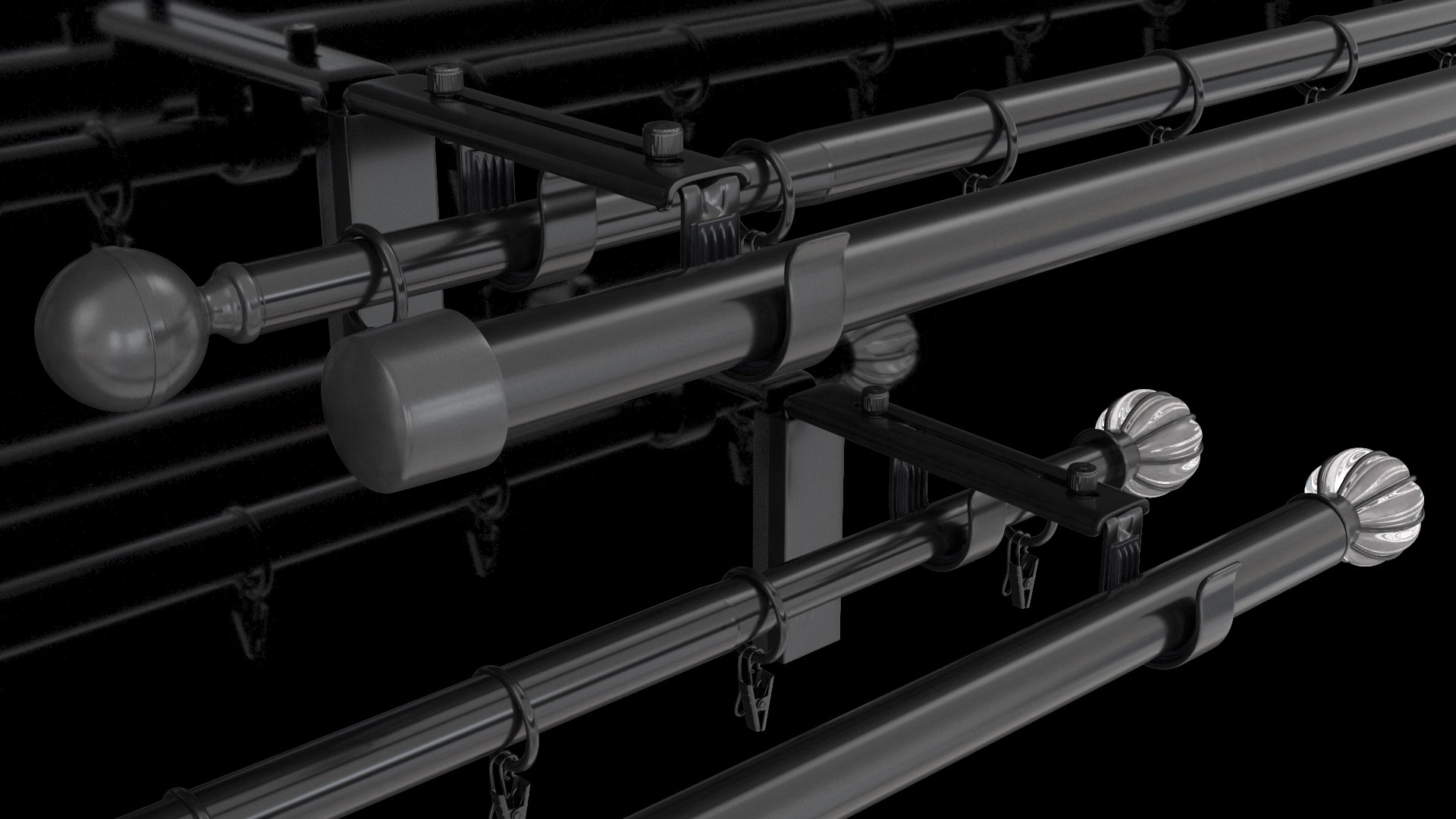 3D Black Curtain Rods - TurboSquid 2011388