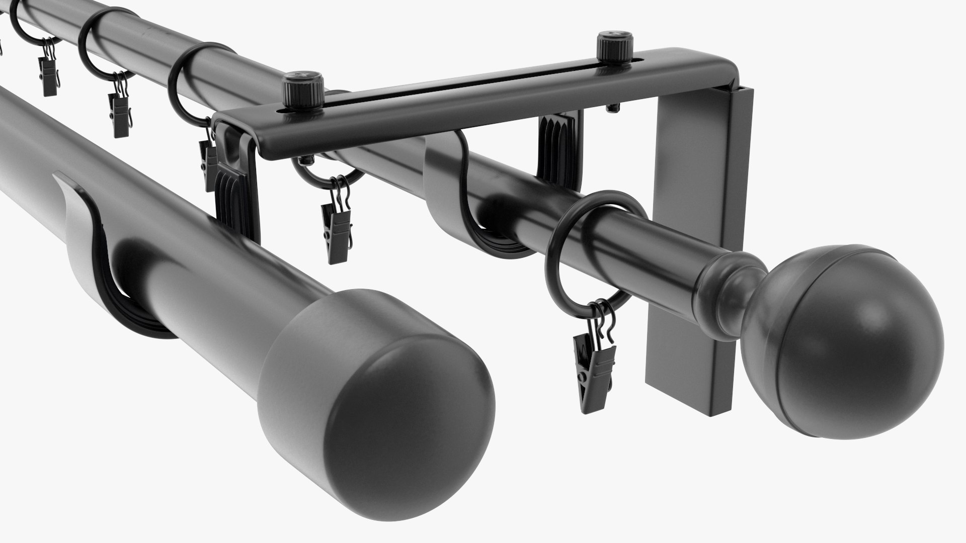 3D Black Curtain Rods - TurboSquid 2011388