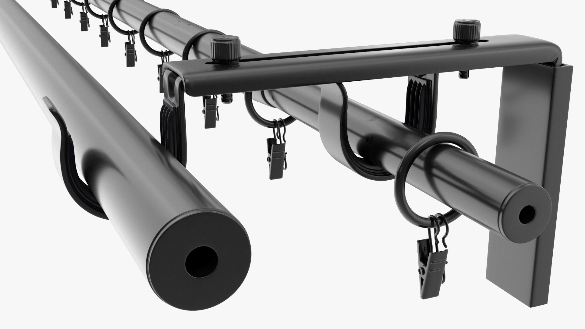 3D Black Curtain Rods - TurboSquid 2011388