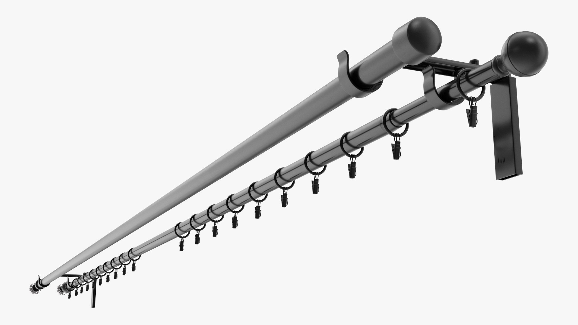 3D Black Curtain Rods - TurboSquid 2011388