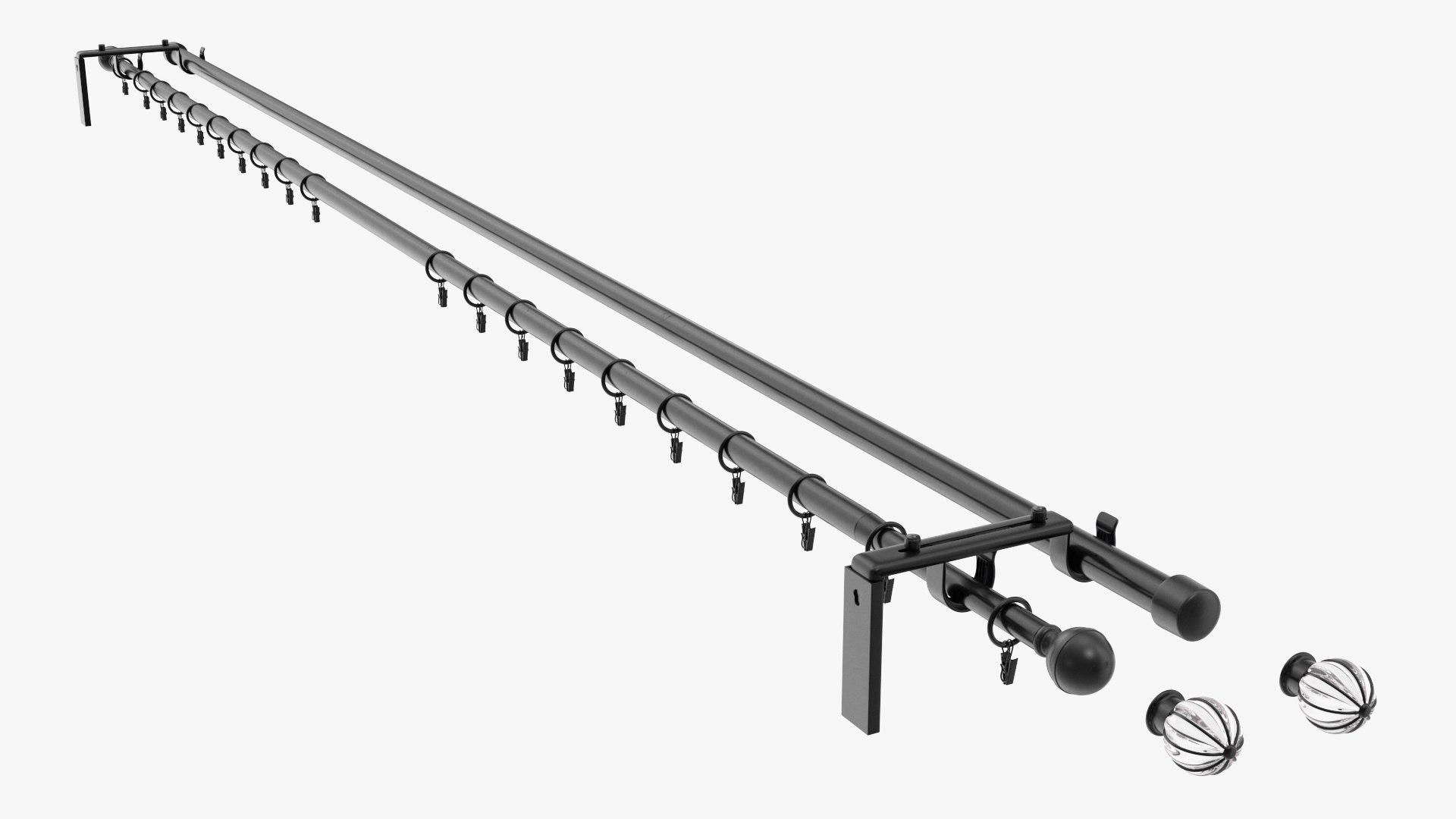 3D Black Curtain Rods - TurboSquid 2011388