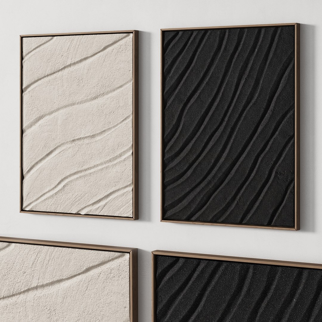 3D 411 frame artwork 09 modern wave relief paintings 01 - TurboSquid ...