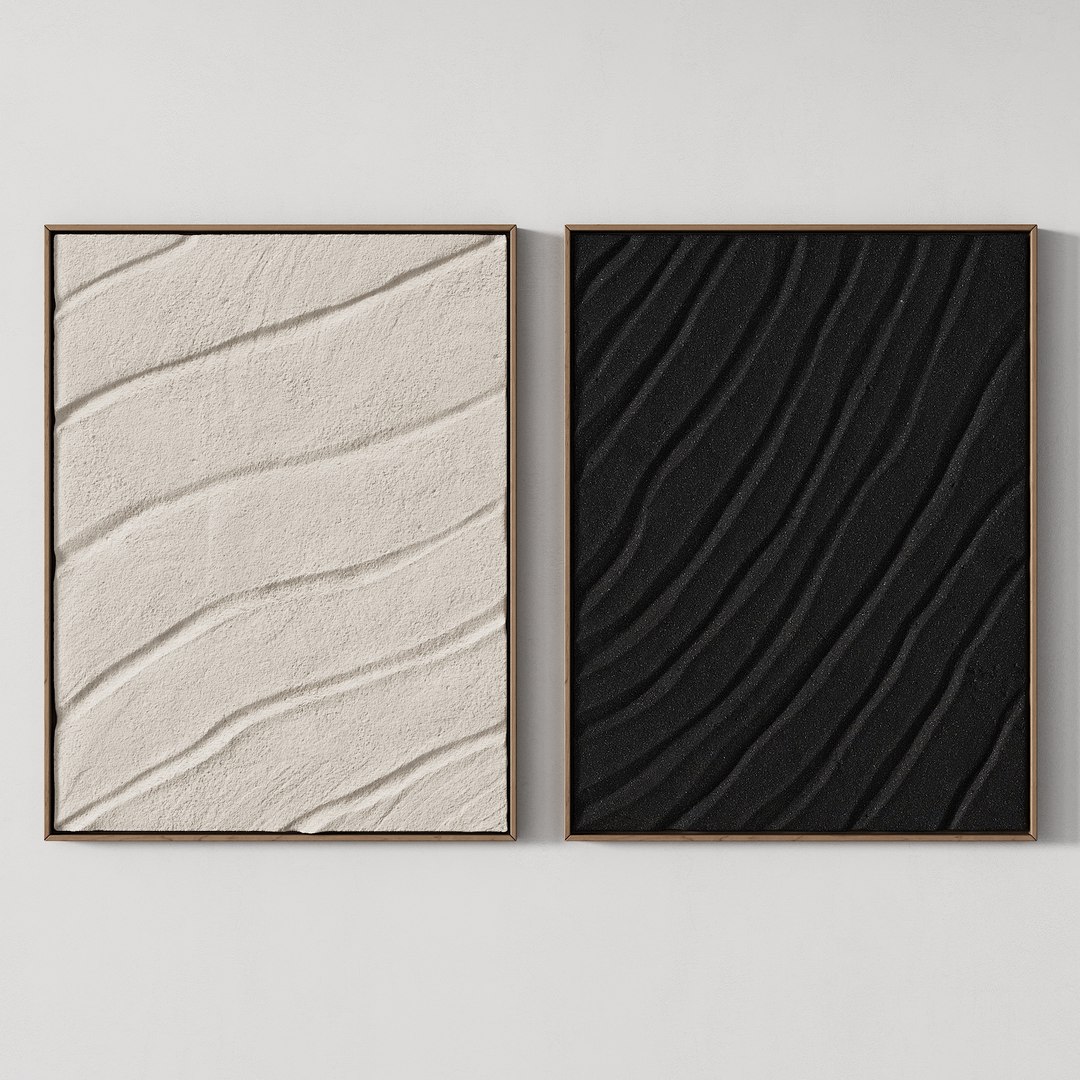 3D 411 frame artwork 09 modern wave relief paintings 01 - TurboSquid ...