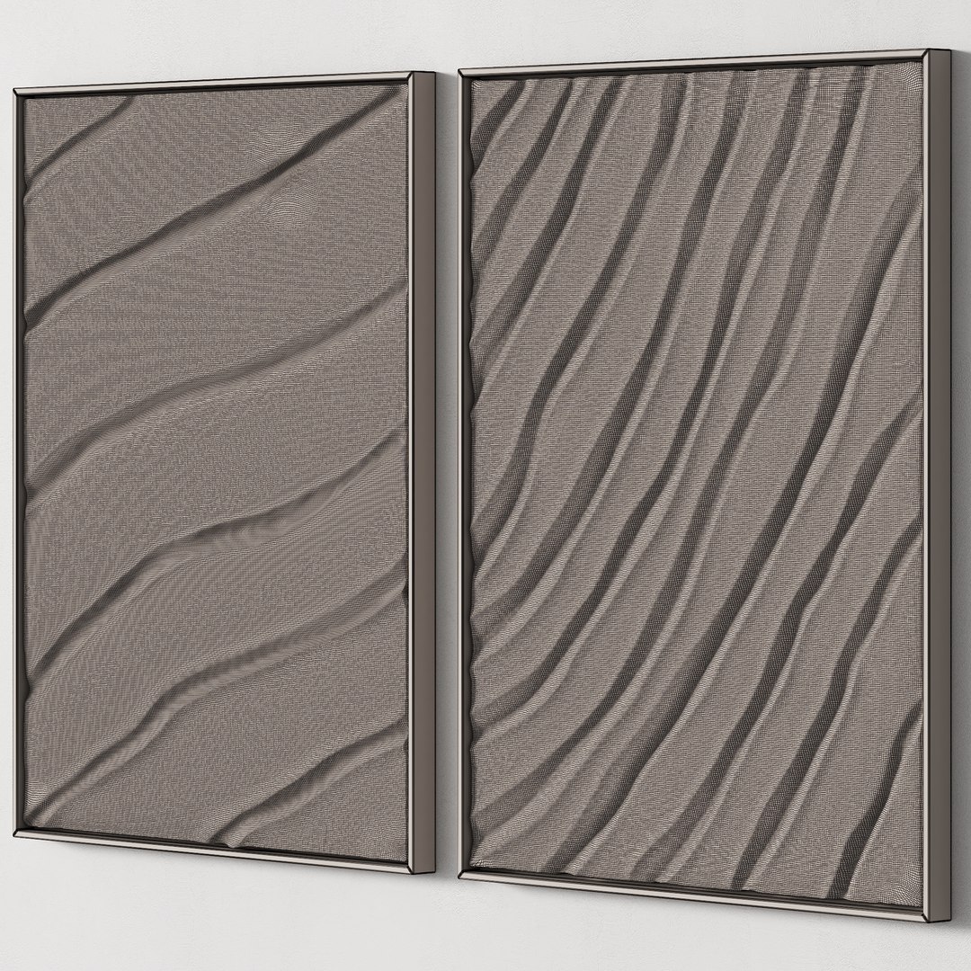 3D 411 frame artwork 09 modern wave relief paintings 01 - TurboSquid ...