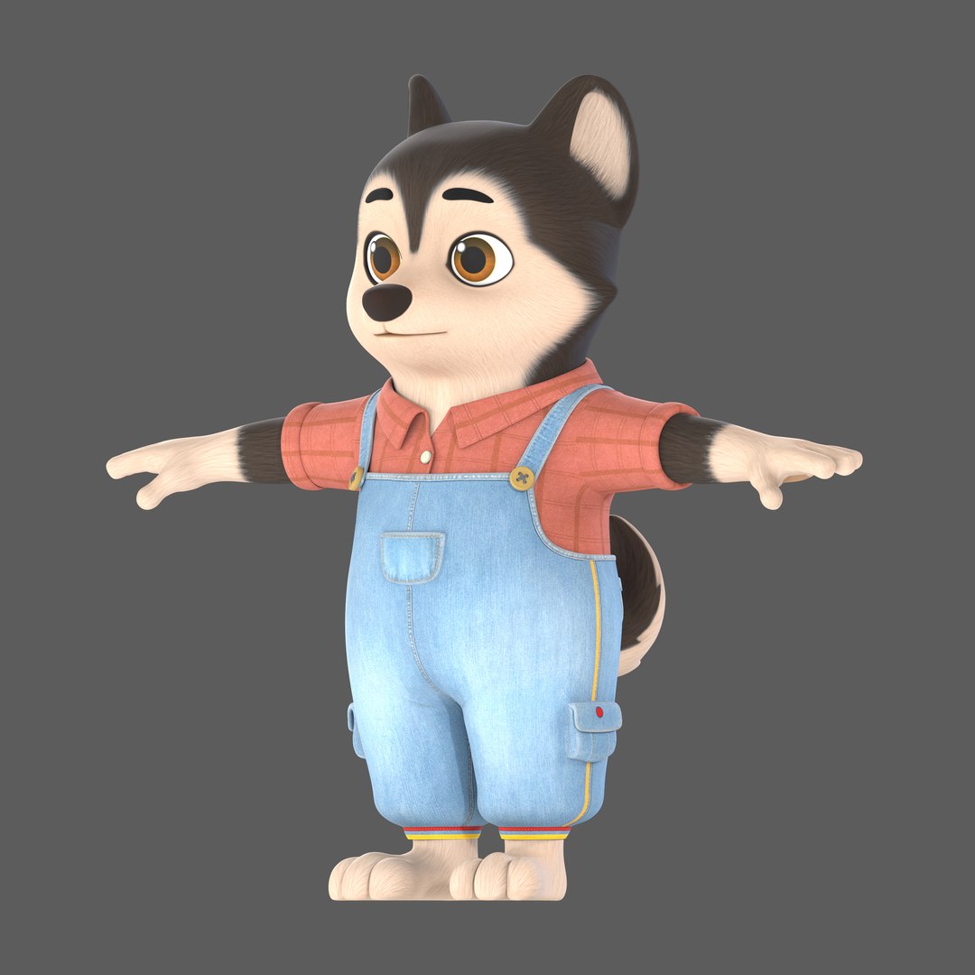 3D Model Cartoon Siberian Husky - TurboSquid 2142001