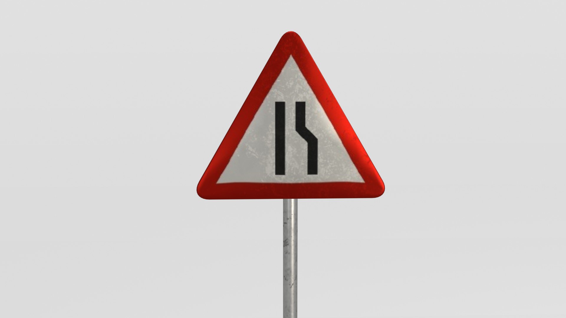Traffic Sign Road Narrowing 3D Model - TurboSquid 2143947