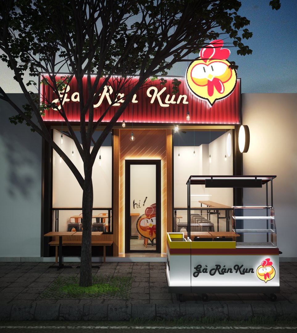 fried chicken shop 3d model