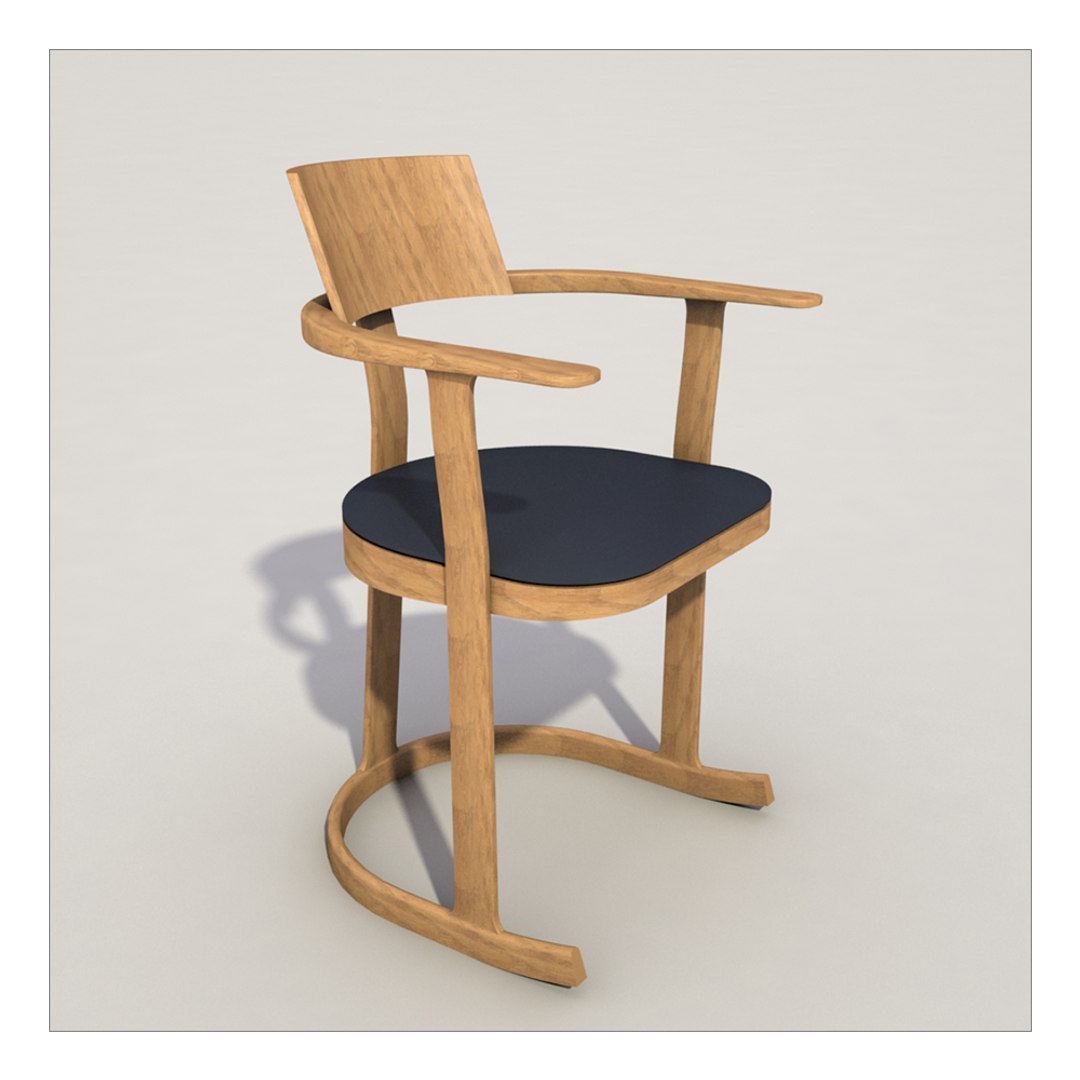 3d wooden library chair seat