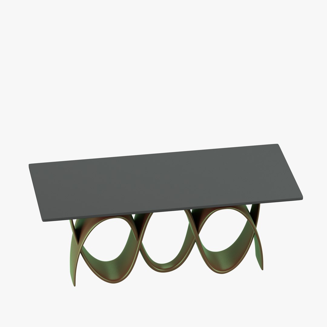 3d Model Modern Table Curved Metallic
