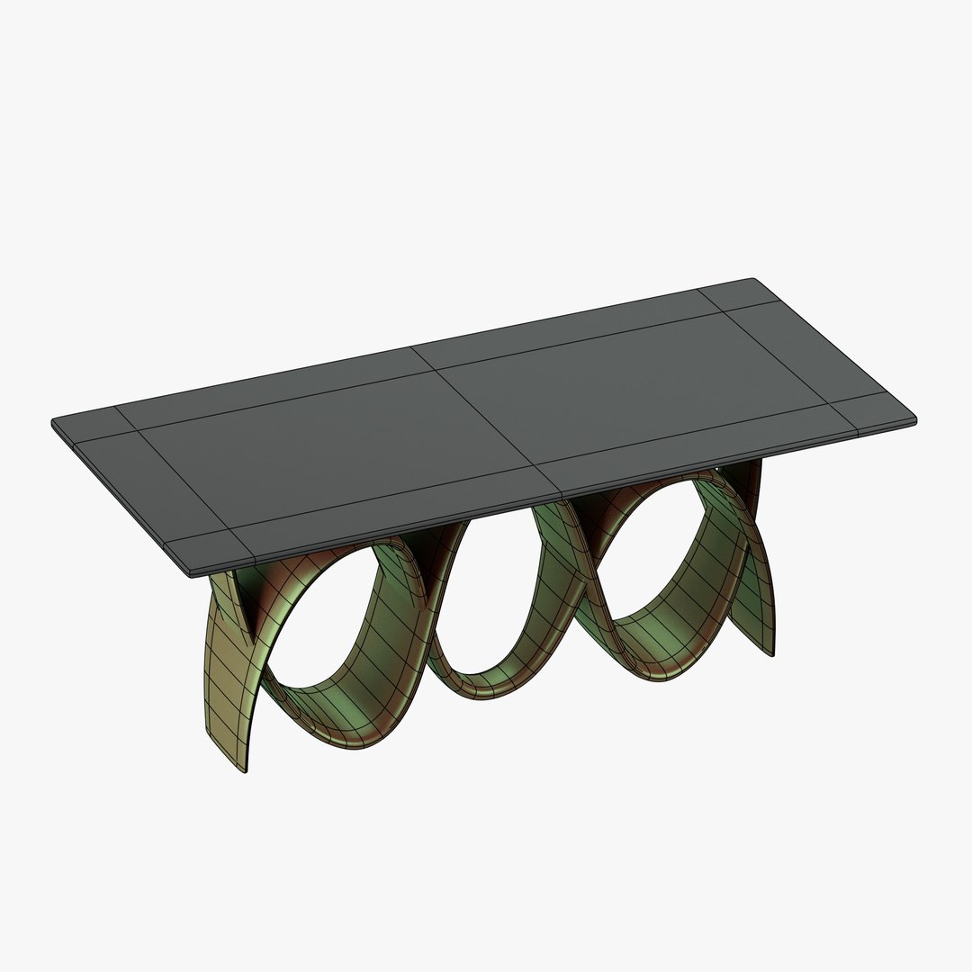 3d Model Modern Table Curved Metallic