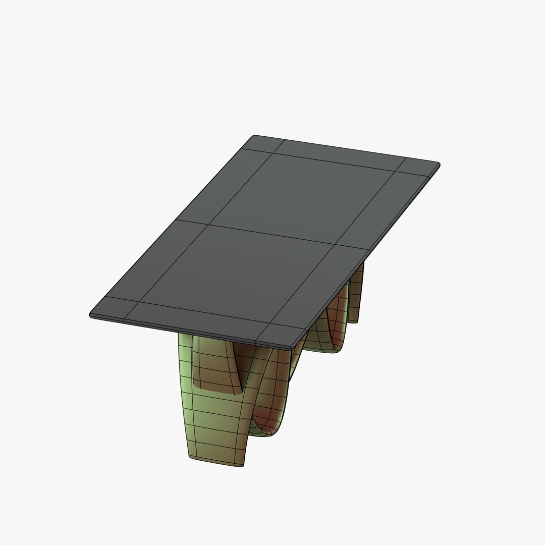 3d Model Modern Table Curved Metallic
