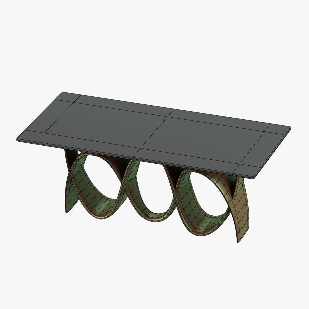 3d Model Modern Table Curved Metallic