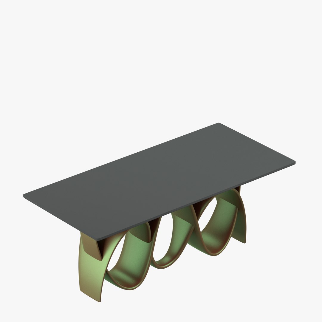 3d Model Modern Table Curved Metallic