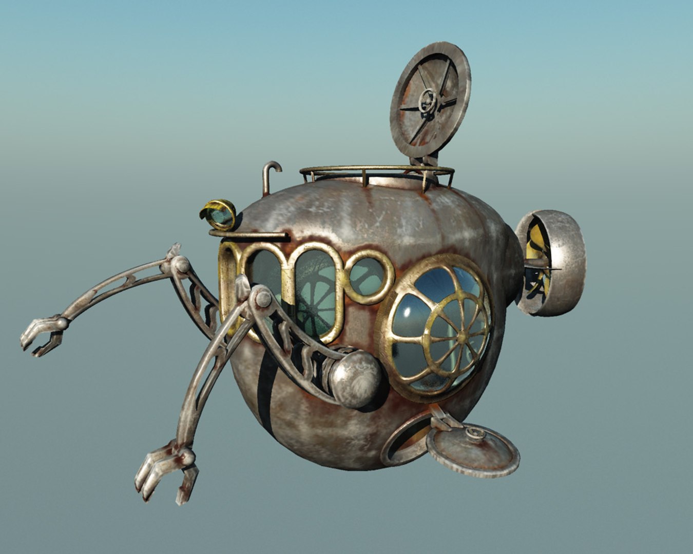 Steampunk Steam Submarine 3d Model