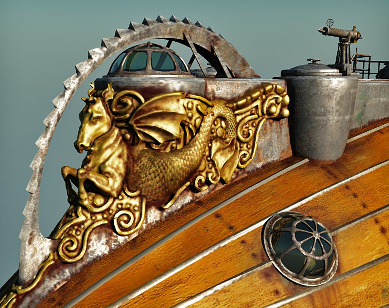 Steampunk Steam Submarine 3d Model