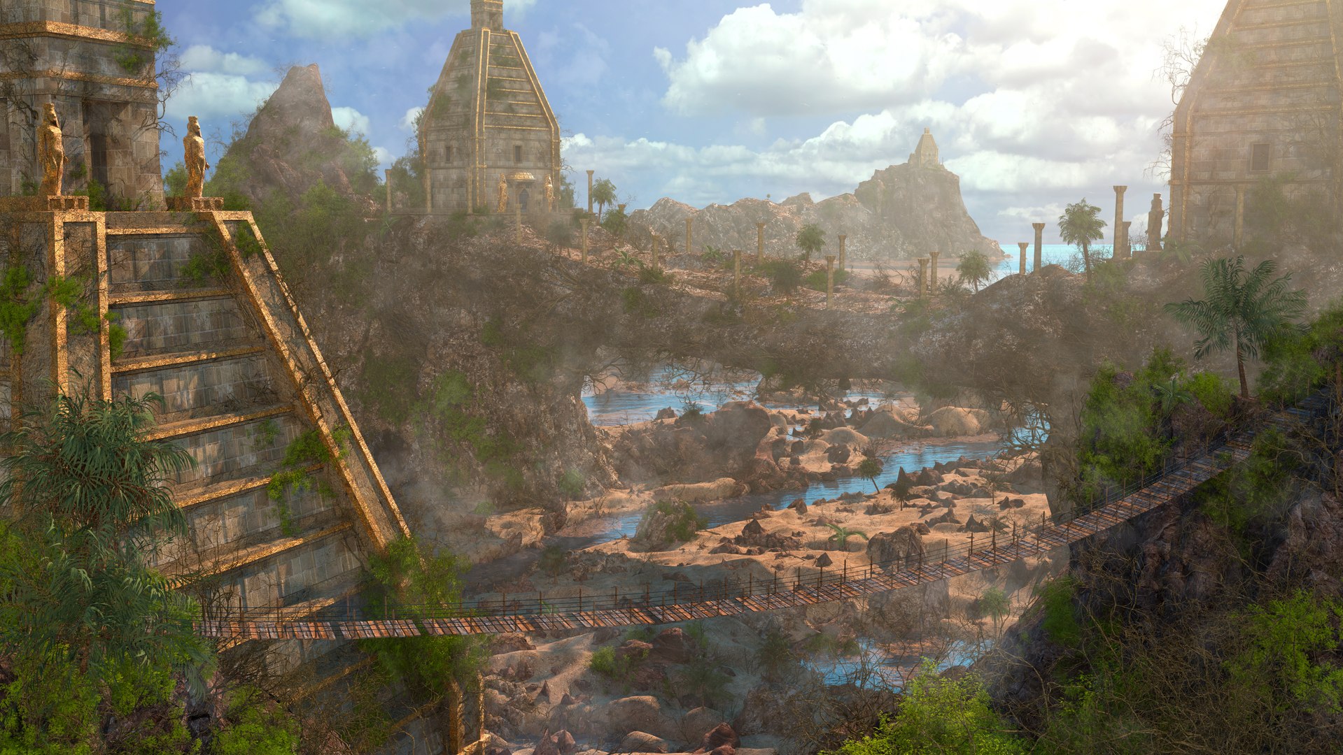 Fantasy Island Temples 3D Model - TurboSquid 2043783