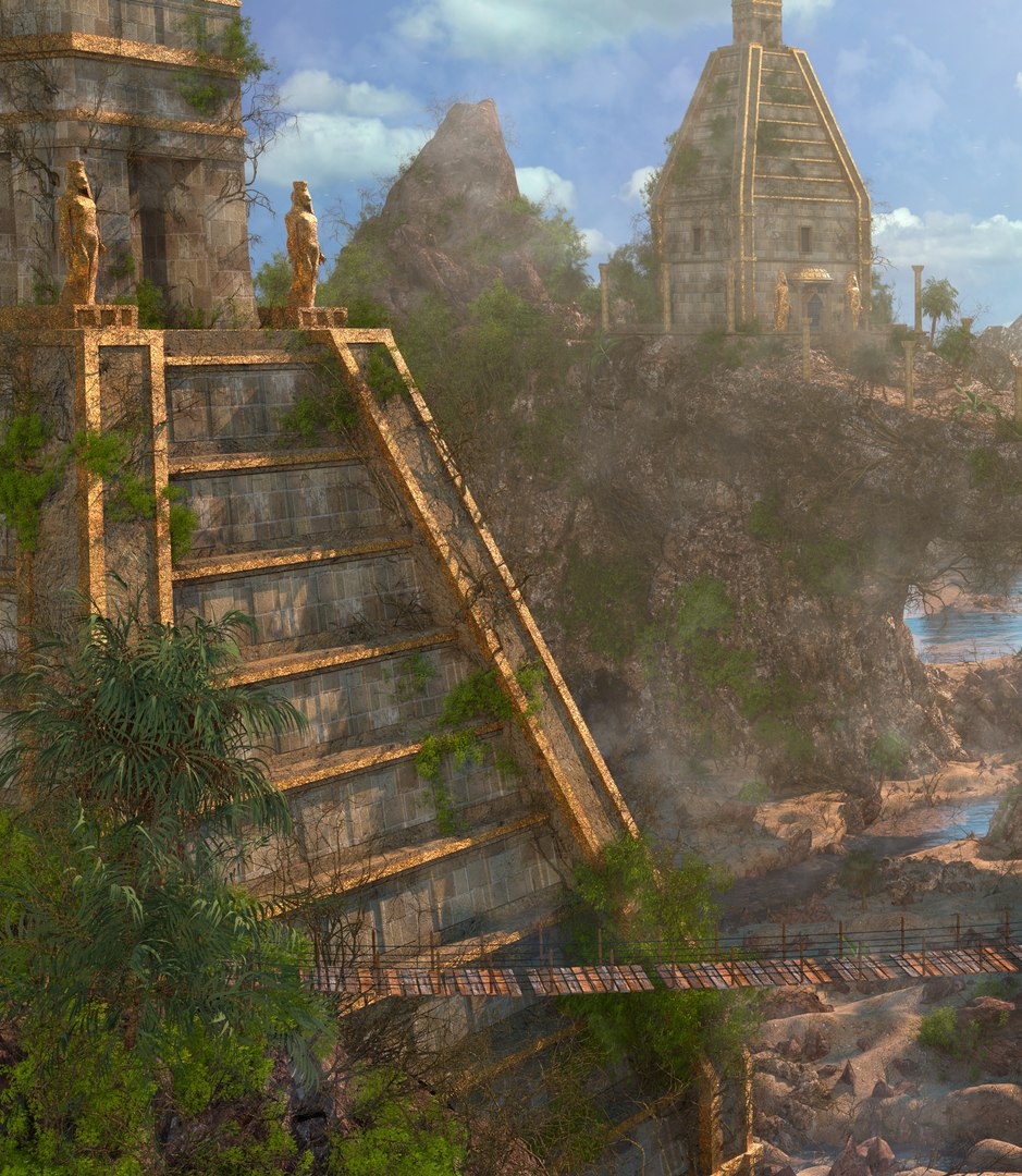 Fantasy Island Temples 3D Model - TurboSquid 2043783