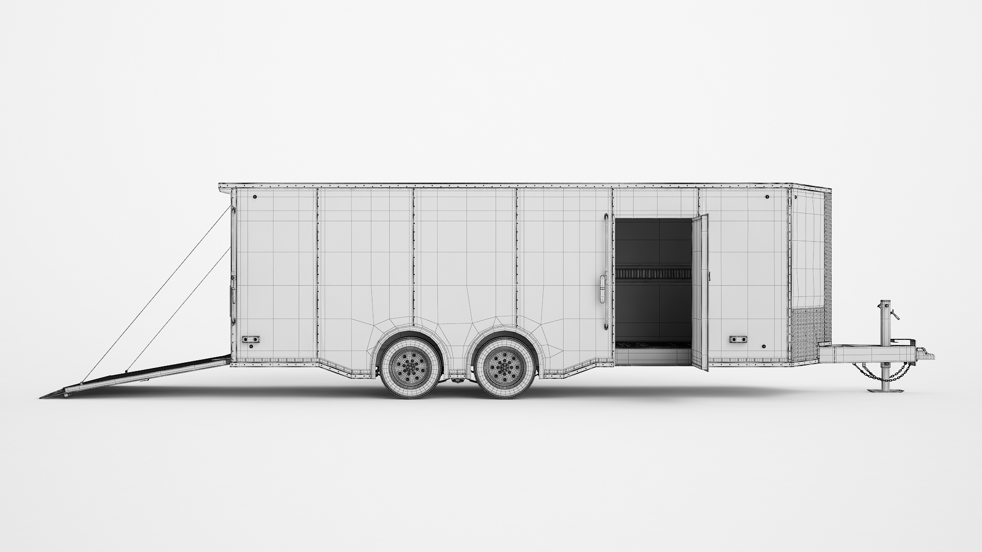 Auto Hauler Enclosed Cargo Trailer Open 05 3D Model - TurboSquid 2379121