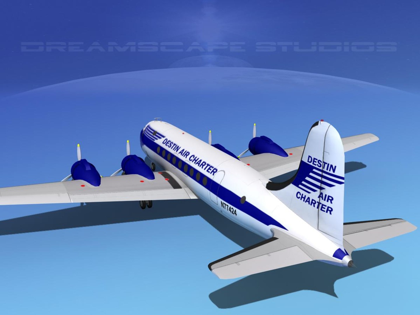 Dc-4 Propellers Gear 3d Ma