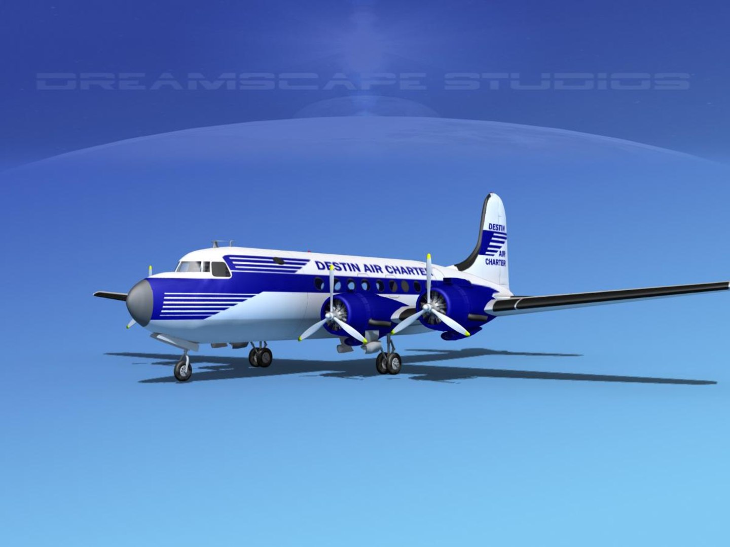 Dc-4 Propellers Gear 3d Ma