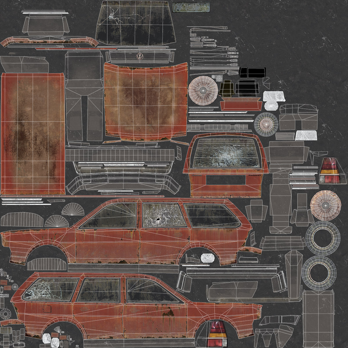 Low-poly rusty volkswagen 3D model - TurboSquid 1314744