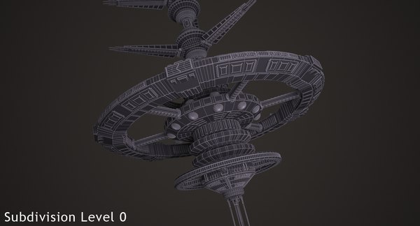 sci-fi space station 3d model