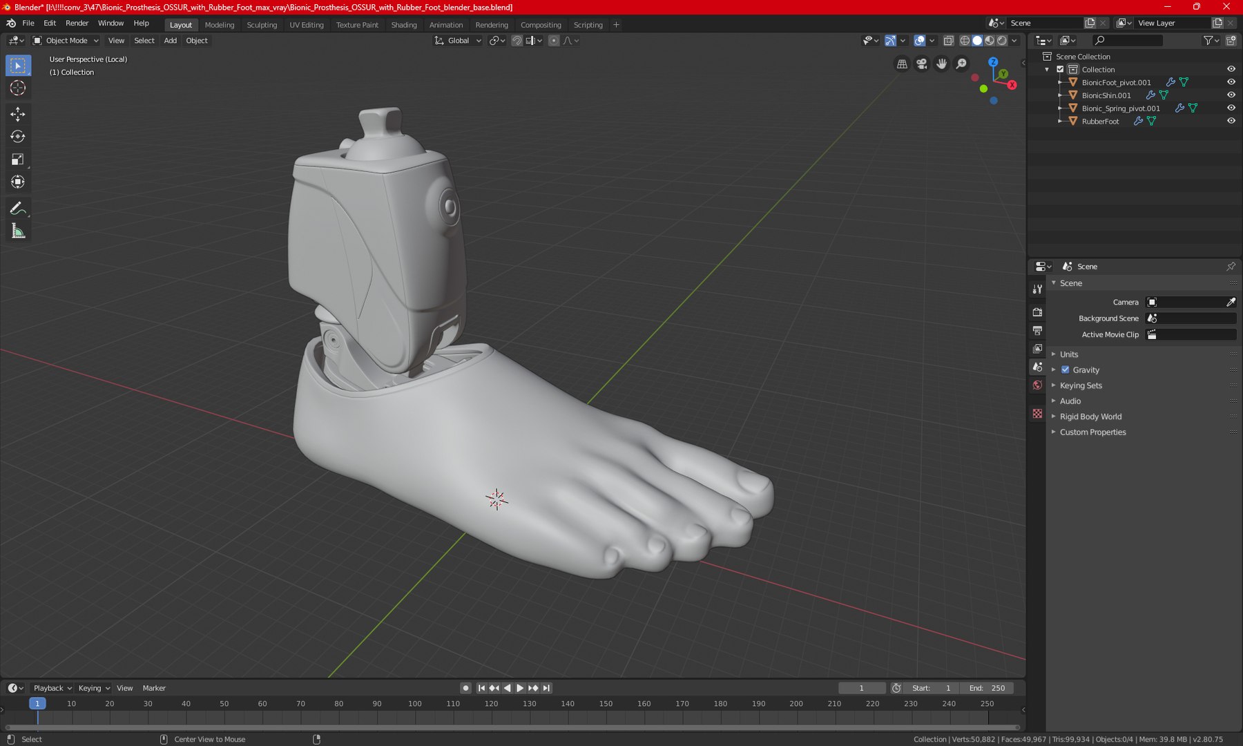 3D Bionic Prosthesis With Rubber Foot - TurboSquid 2228048