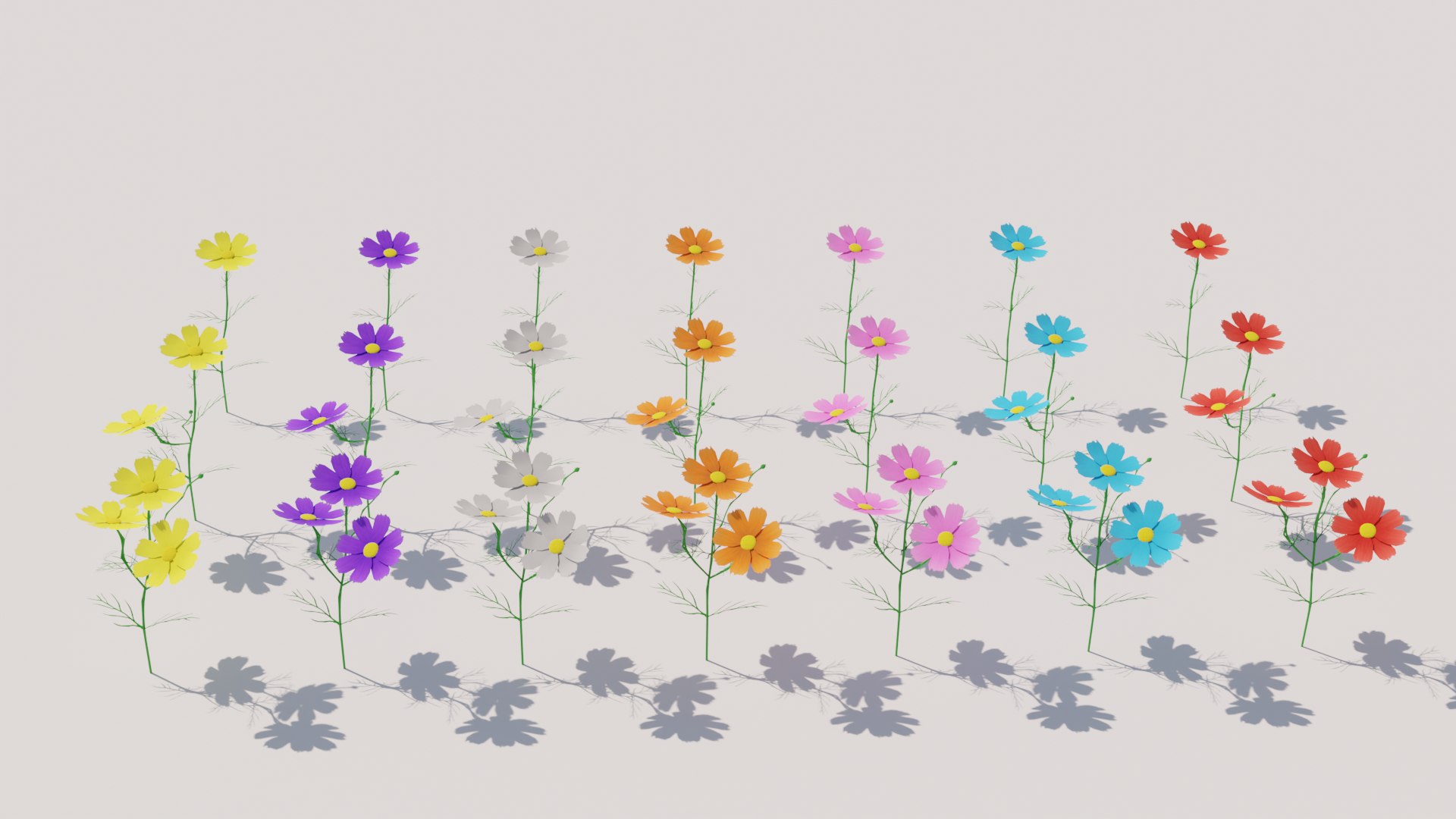 3D Stylized Cosmos Flowers Set - TurboSquid 2382166