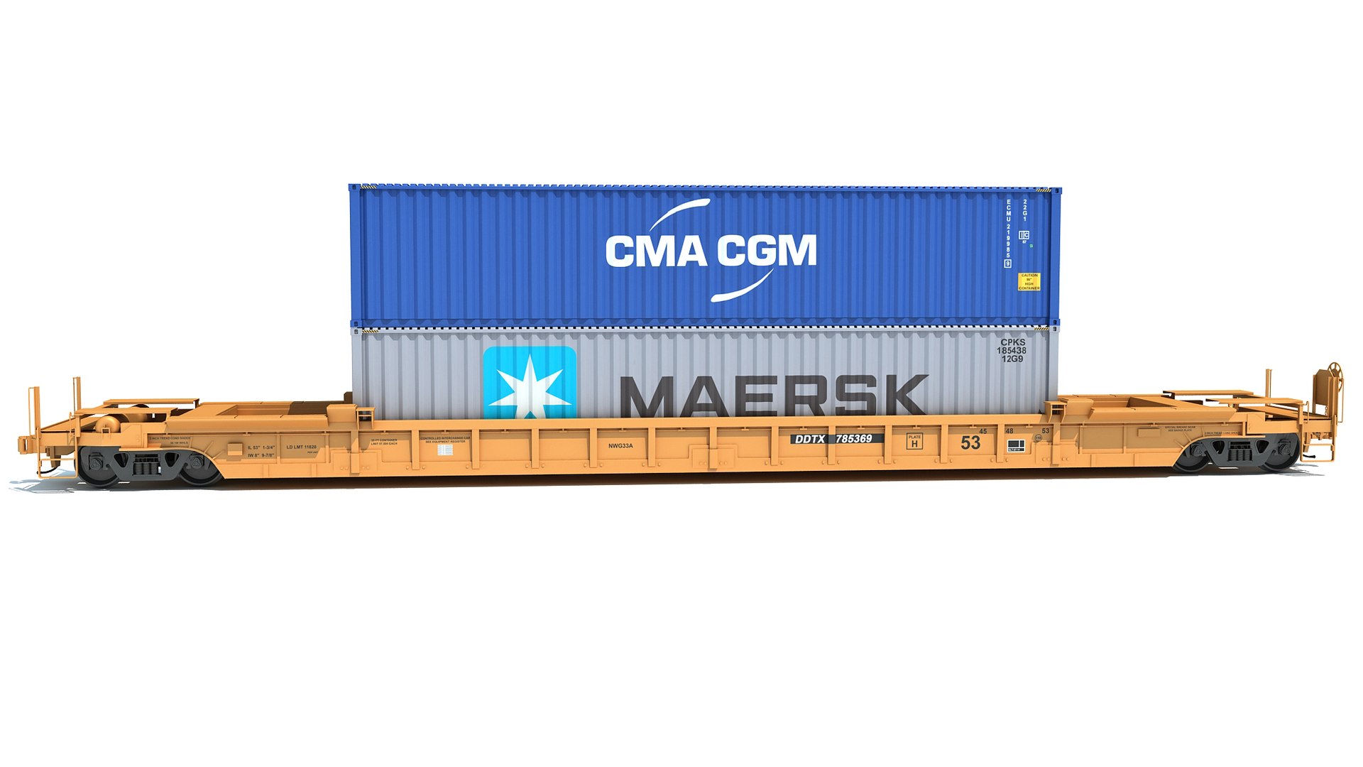 3D Railroad Double Stack Car - TurboSquid 1606364