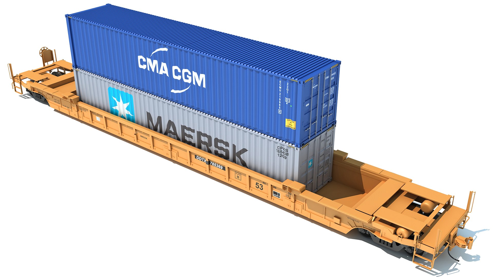 3D Railroad Double Stack Car - TurboSquid 1606364