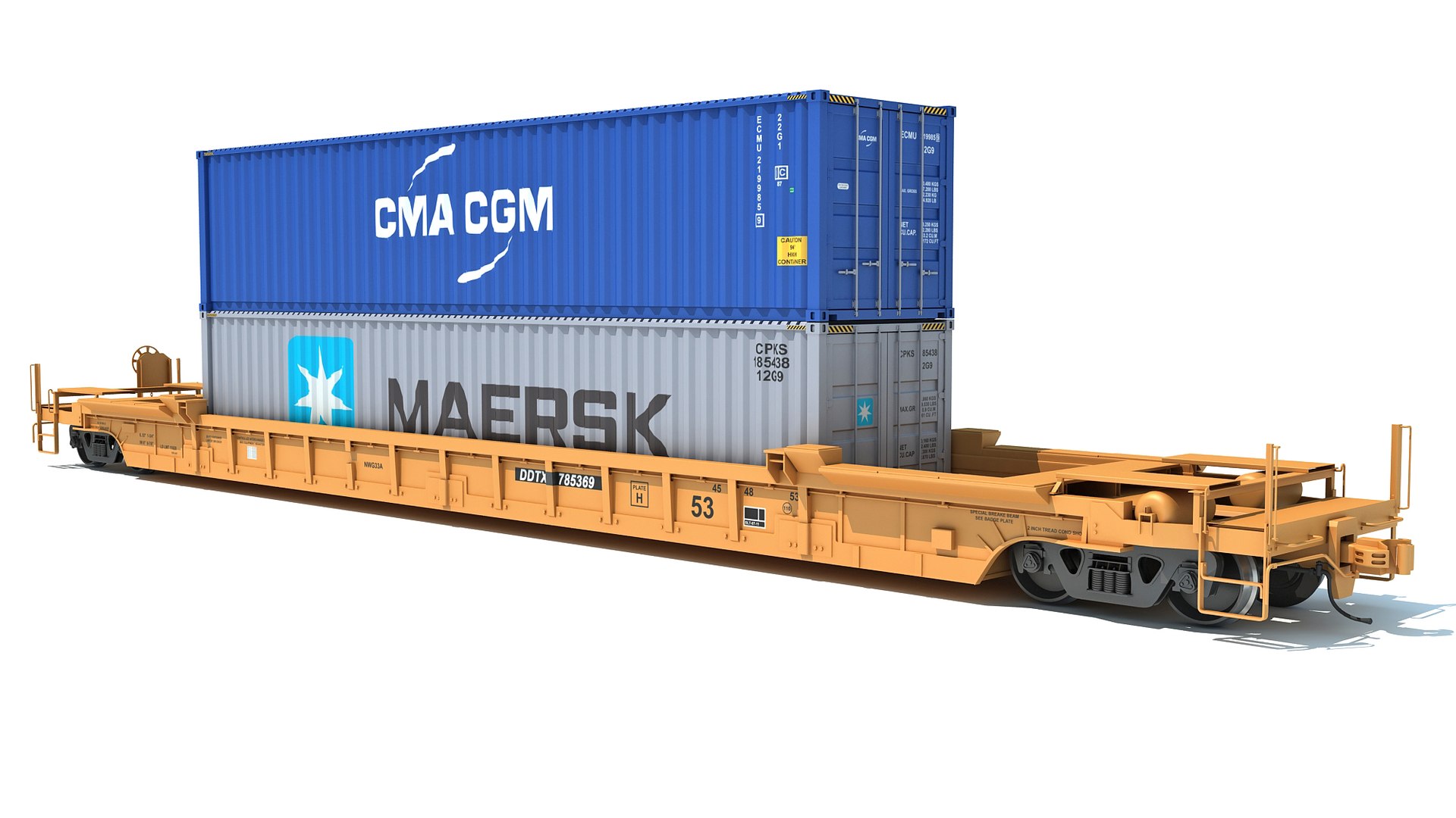 3D Railroad Double Stack Car - TurboSquid 1606364