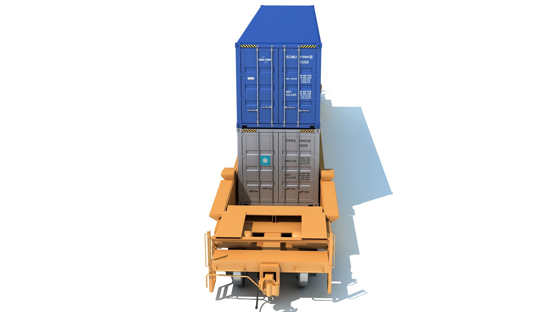 3D Railroad Double Stack Car - TurboSquid 1606364