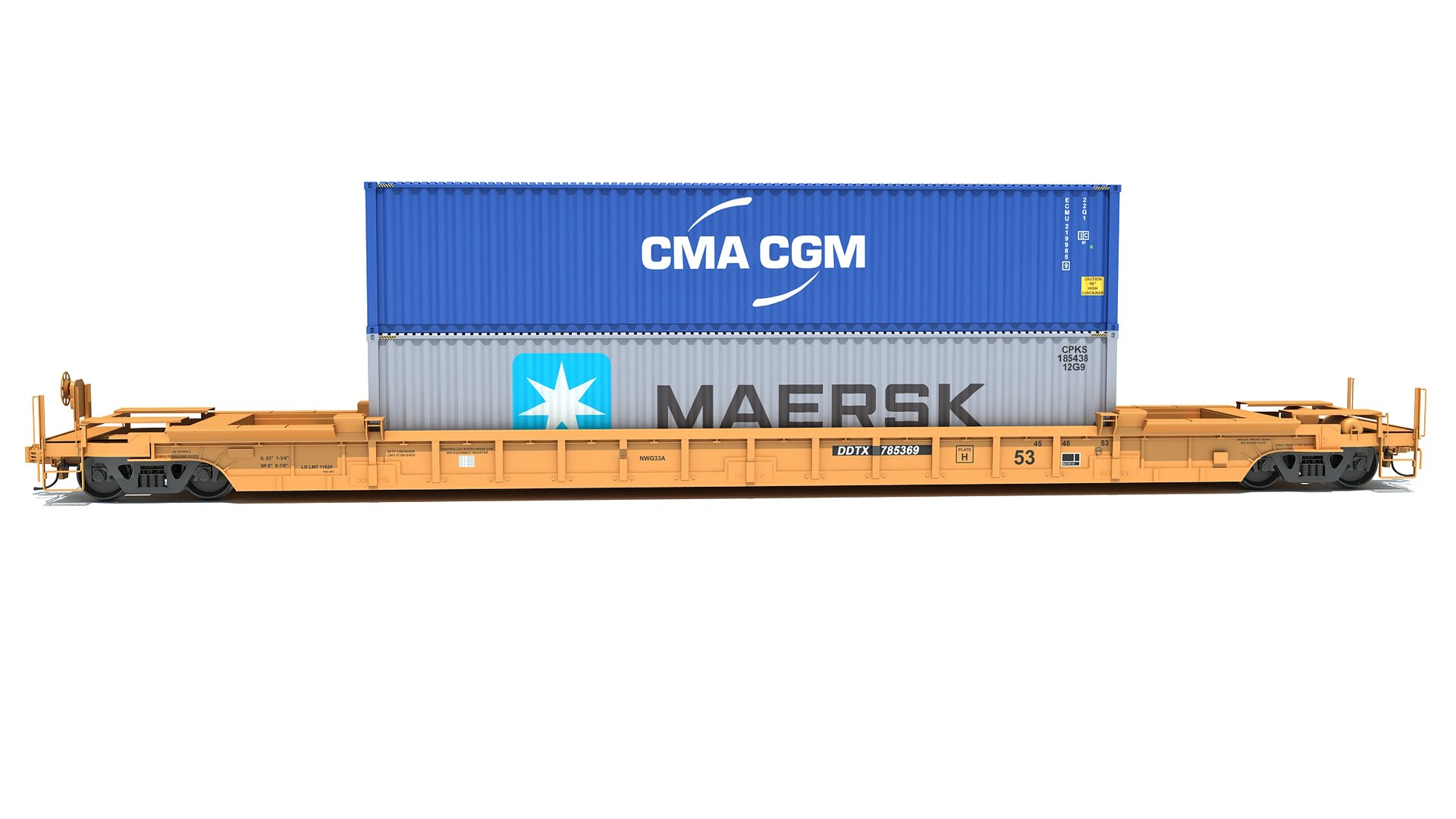 3D Railroad Double Stack Car - TurboSquid 1606364